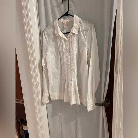 Sundance | Tops | Sundance White Button Down Pleated Front Raw Edge Hem ...